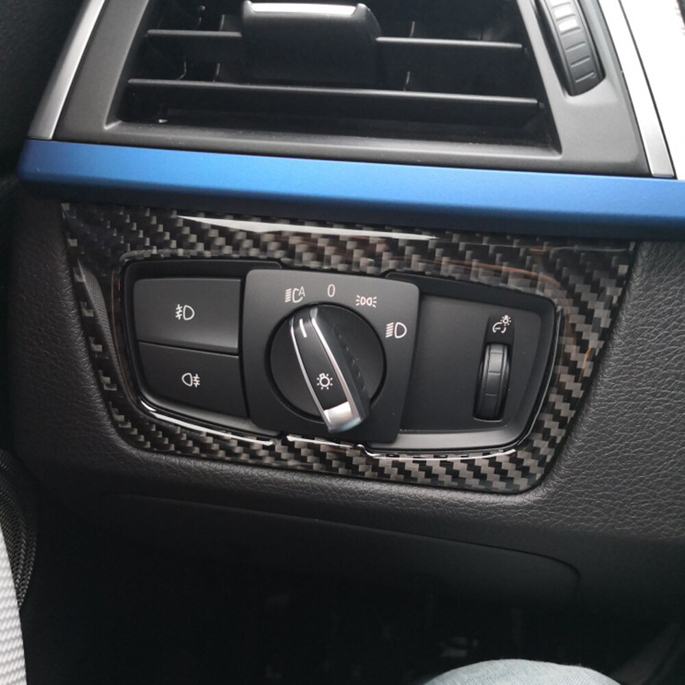 Carbon Fiber Headlight Switch Buttons Decorative Frame Cover Trim ...