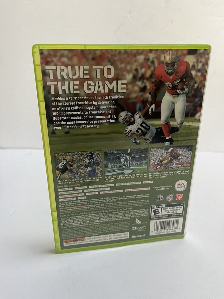EA Sports Madden NFL 12 Microsoft Xbox 360 Video Game Football Season ...