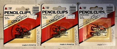 Lot Of 3 A&W Spring Steel Snap-On Pencil/Pen Pocket Clips Made in USA ...