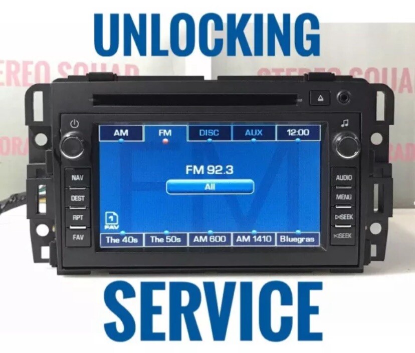 Unlocking Service For Chevy Buick touch screen Navigation Radio CD ...