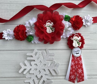 Snowman Maternity Sash Belt And Daddy To Be Pin Set | eBay