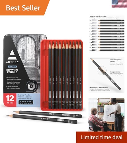 Versatile Sketching Pencils Set 12, Graphite Hardness 6B to 4H for ...