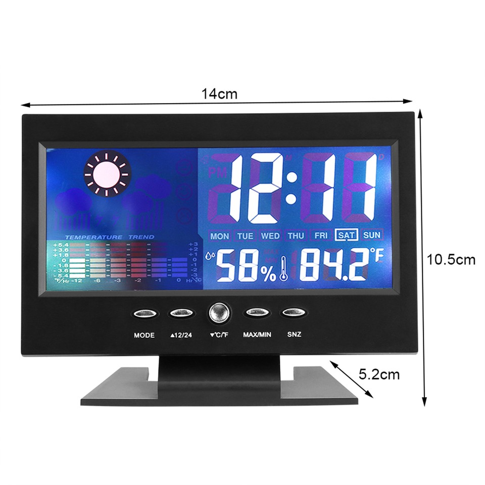 Temperature And Humidity Clock Digital Temperature Humidity Meter Alarm ...