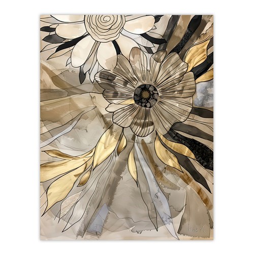 Earthy Abstract Floral Line Drawing Wildflowers Wall Art Poster Print ...