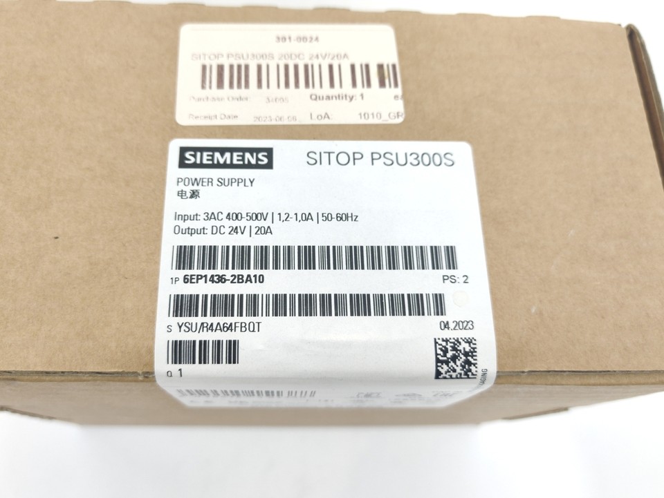 Siemens 6EP1436-2BA10 SITOP PSU300S 24V 20A Power Supply 4025515151388 ...