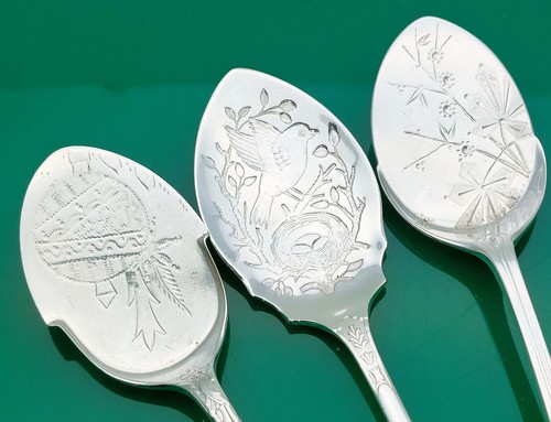 3x Aesthetic Movement Jam & Cream Spoons Silver Plated Antique | eBay