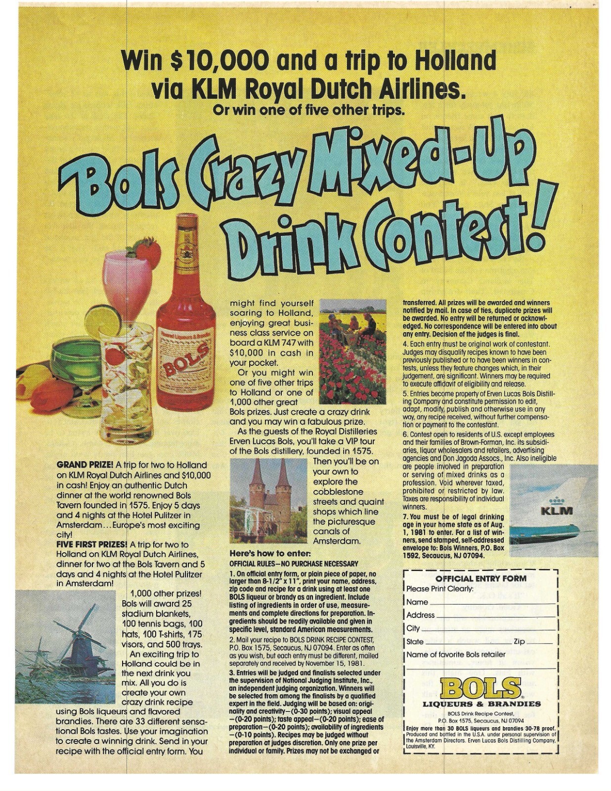 1981 Bols Liqueurs & Brandies Crazy Drink Contest Vintage Photo Print ...