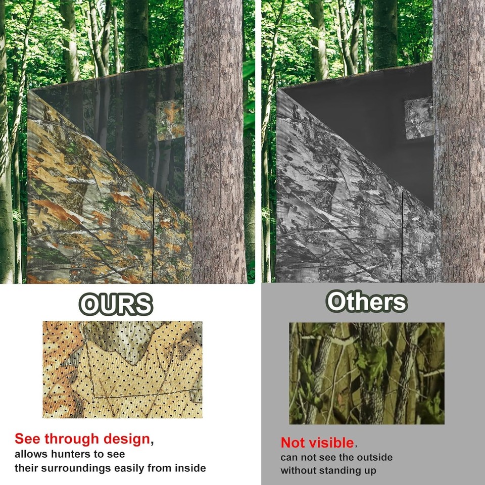 Hunting Tree Stand Blind, Ladder Stand Blind Kit for 2 Man Camo ...