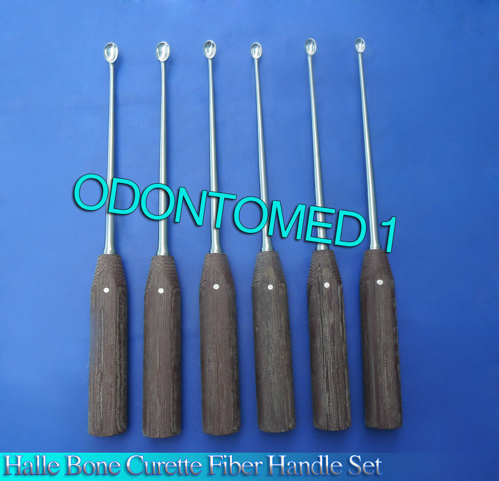 Set of 6 Pcs Halle Bone Curette Fiber Handle Orthopedic Surgical ...
