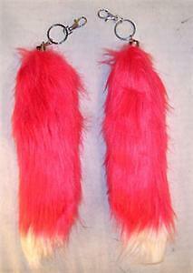 FOX TAIL KEY CHAIN HOT PINK WITH WHITE TIP foxes wild animal fur tails ...