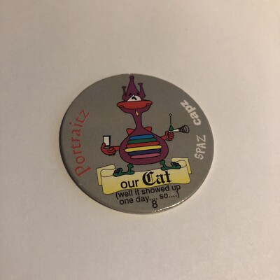 Vintage 1990s Spaz Capz POG Portraitz Our Cat HTF RARE #8 Game Toy ...