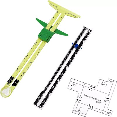 Sewing Gauge 3 Piece Seam Gauges For Sewing Fabric Hem Ruler T Shape ...