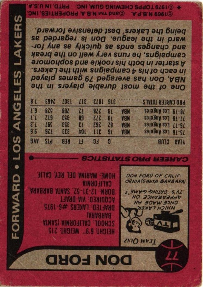 DON FORD CARD #77 FREE SHIP 50% OFF SALE B1003R1S14P18 | eBay