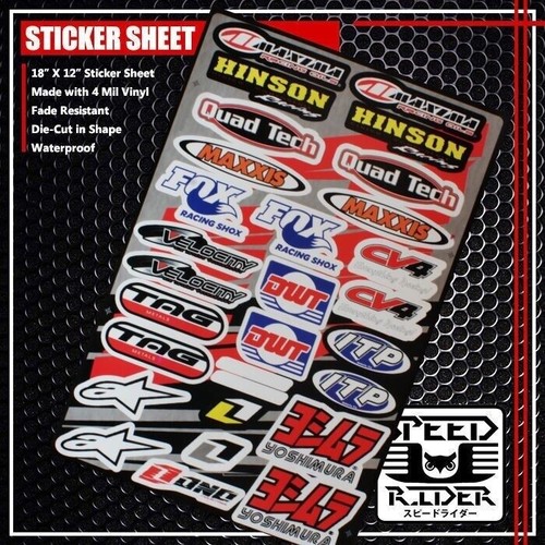 RACING SPONSOR STICKER DECAL HINSON MAXXIS YOSHIMURA DWT CV4 ITP ...