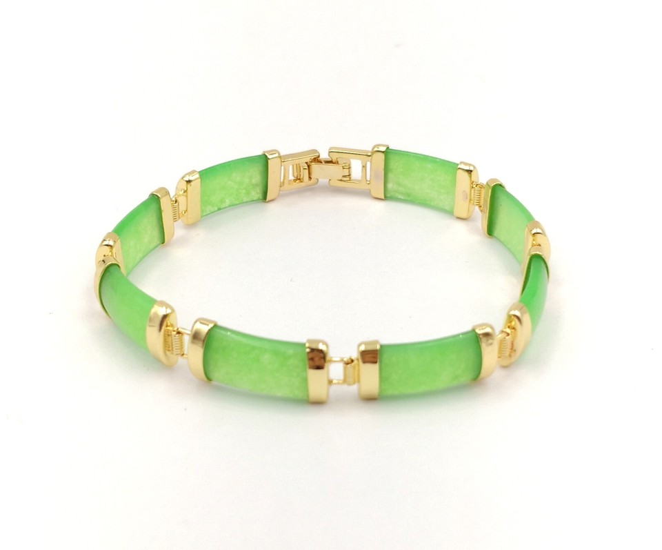 Yellow Multicolor Green Purple Jade Agate Shell 18KGP Snap Clasp Bangle ...