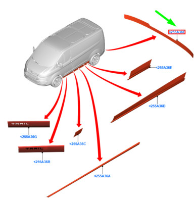FORD TRANSIT CUSTOM MK1 Rear Right Decal Strip 2431869 NEW GENUINE ...