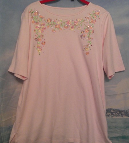 Embroidered Pink Top w/ Rhinestones Size Medium – QVC Tag – 60/40 ...