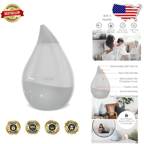4-in-1 Ultrasonic Cool Mist Humidifier with Night Light & Sound Machine ...