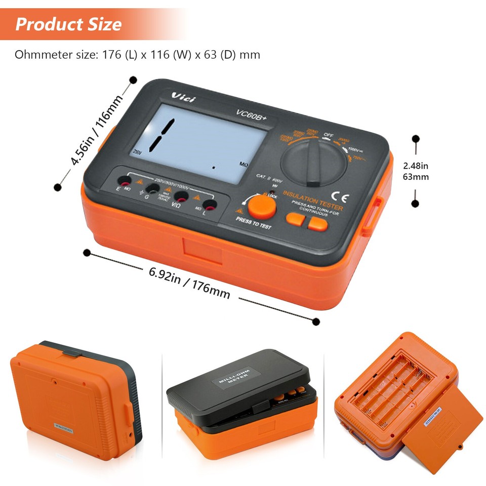 Digital Resistance Meter Ground Earth Insulation Tester 0.01Ω – 2000Ω ...