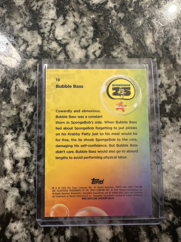 2025 Topps Chrome SpongeBob SquarePants 25th Bubble Bass Blue Refractor ...