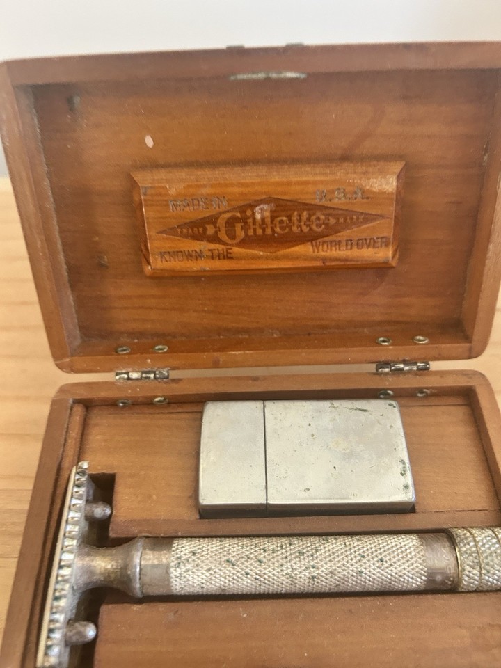1920’s Gillette Old Type Silver Big Fellow Vintage Safety Razor Wood ...