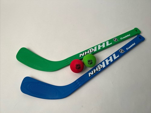 Set of 2 Franklin Shot-Zone NHL 20” Mini Hockey Sticks Orange & Green ...