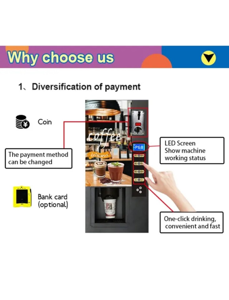 Automatic Tea Coffee Commercial instant Coffee Machine Coin Operated ...