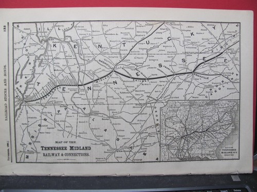 1890 NOV TENNESSEE MIDLAND RAILROAD SYSTEM MAP ORIGINAL ANTIQUE TM RR ...