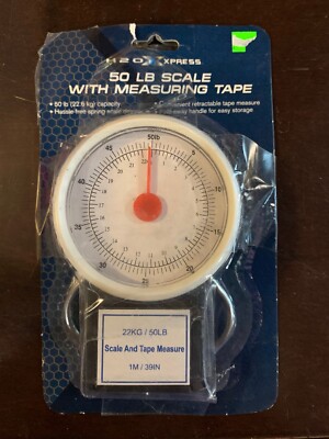 50 lb FISH SCALE with MEASURING TAPE w/ fold-away handle H2O Xpress NEW ...