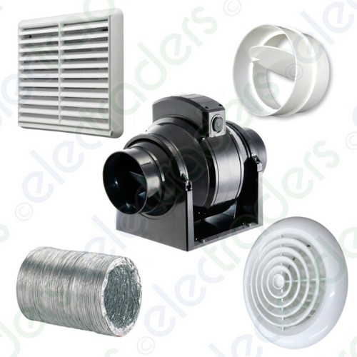 Manrose MF100T In-Line Extractor Fan with Timer 100mm/4" Grille / Duct ...