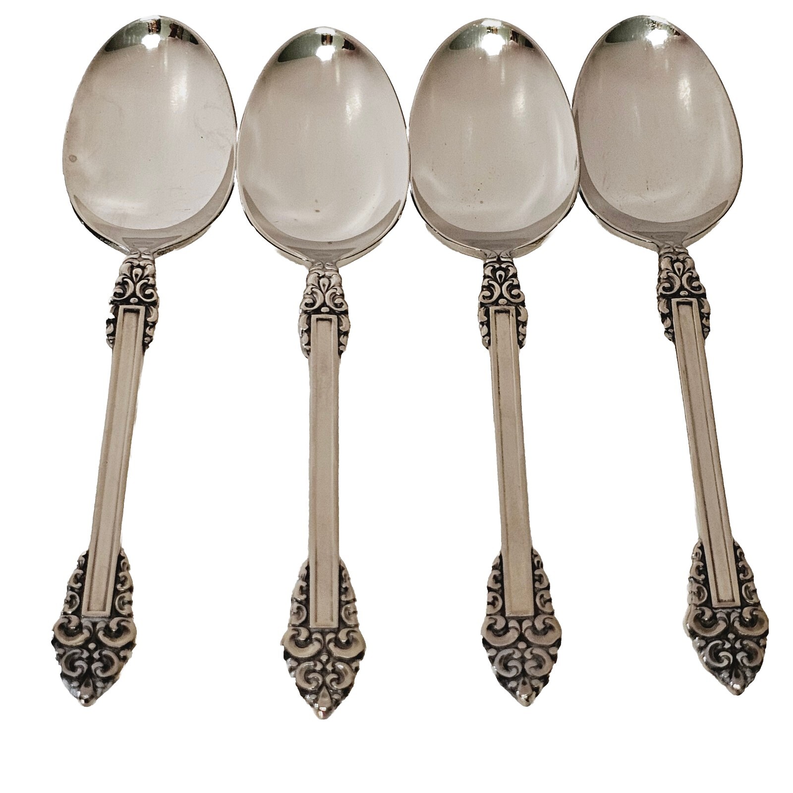 Oneida Rembrandt Cube Oval Soup Spoon Set of 4 Glossy Stainless ...