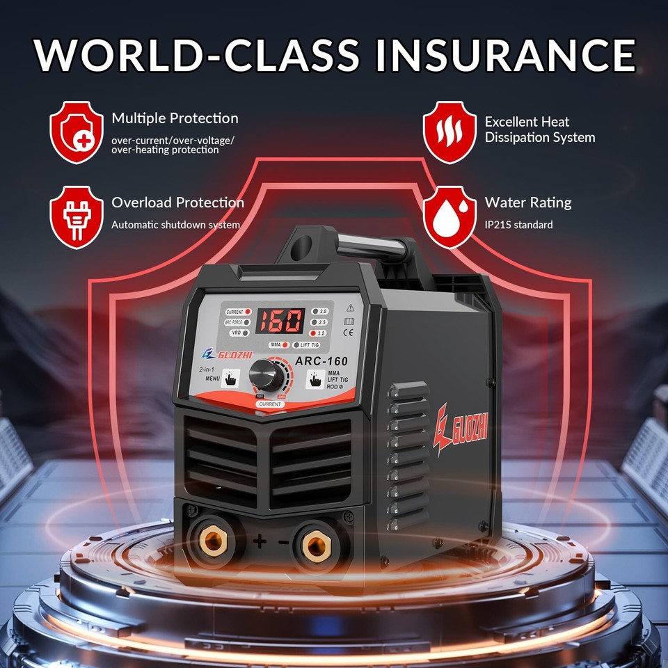 GZ GUOZHI 160A Stick Welder, 2 in 1 ARC Welder (MMA/Lift TIG ) 110V ...