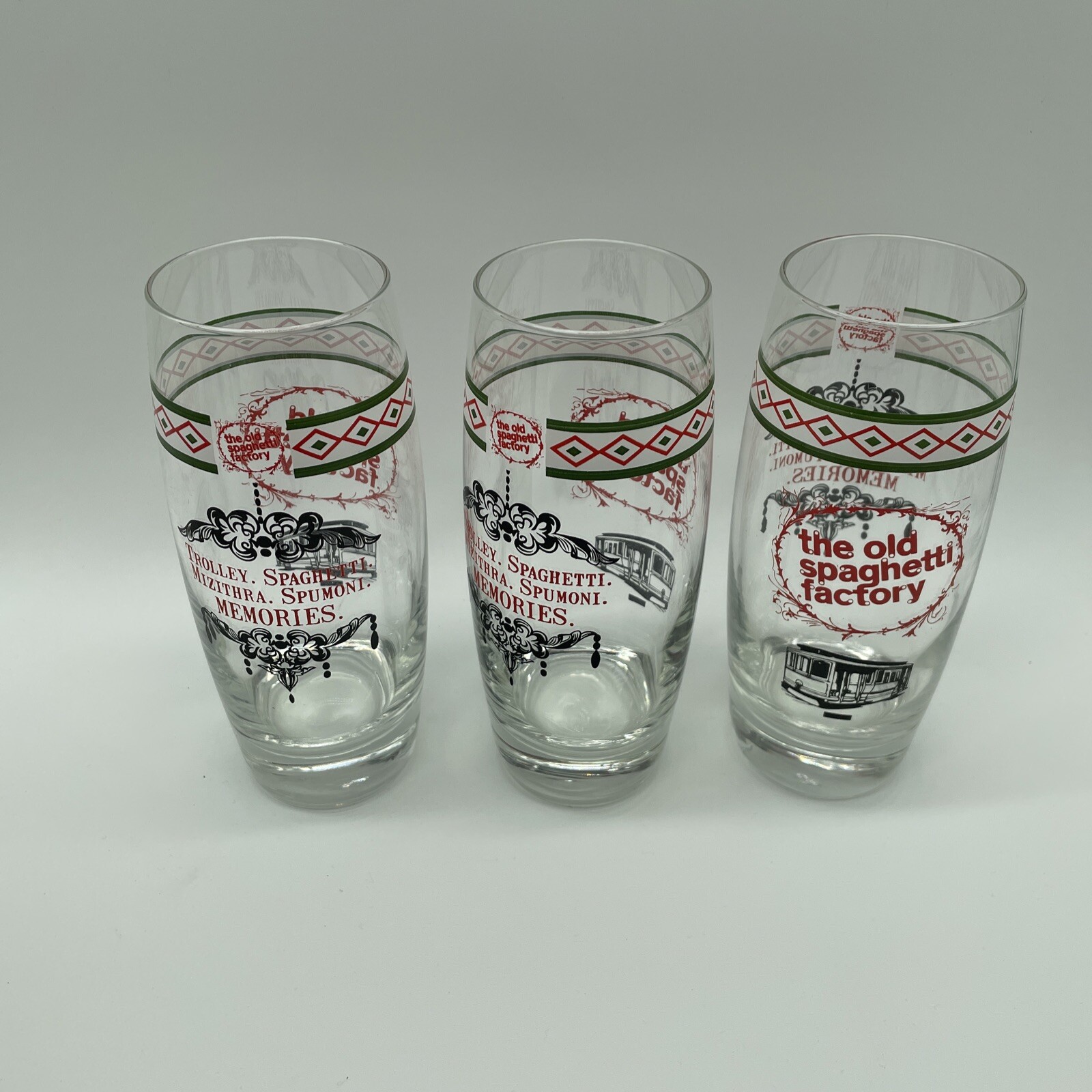 The Old Spaghetti Factory Libbey Three Heavy Glass 6.5” Trolley Spumoni ...