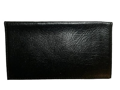 Black CHECKBOOK COVER Genuine Bombay Buffalo LEATHER Wallet Combo NEW ...