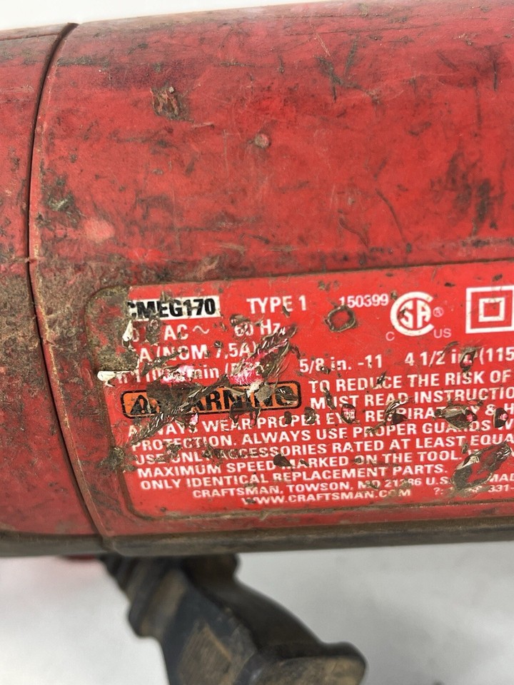 CRAFTSMAN 4.5-in 7.5 Amps Trigger Switch Corded Angle Grinder CMEG170 ...