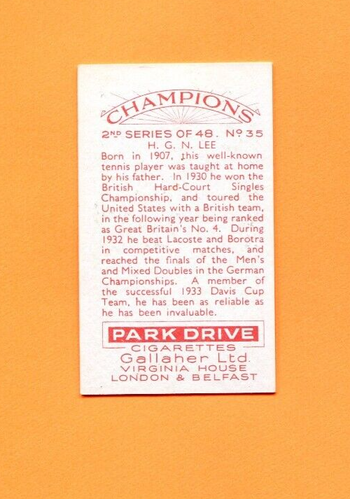 1935 Gallaher Ltd Park Drive Cigarettes Champions Series 2 H.G.N. Lee ...