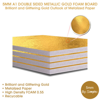 5MM A1 DOUBLE SIDED METALLIC GOLD FOAM BOARD, PREMIUM QUALITY, 10 ...