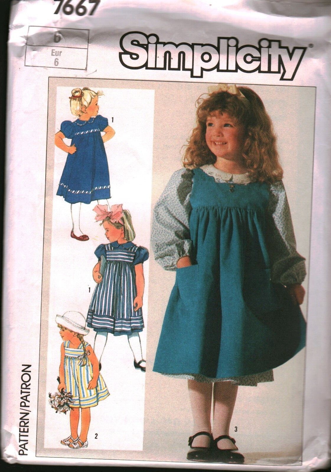 7667 VINTAGE Simplicity Sewing Pattern Girls Sundress Jumper Dress ...
