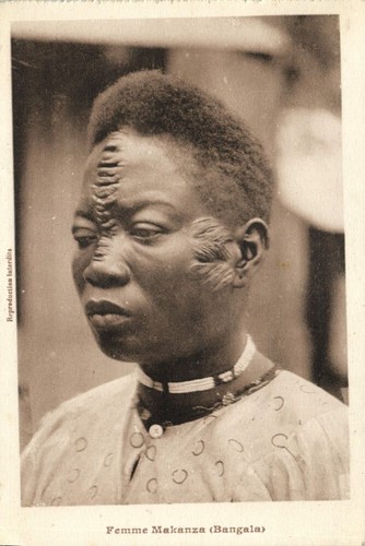 belgian congo, Native Makanza Bangala Woman, Facial Scarification 1930s ...