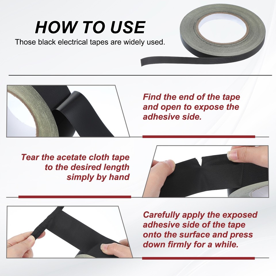 Black Electrical Tape, 98 Feet x 0.5 Inch Acetate Cloth Insulation Tape ...