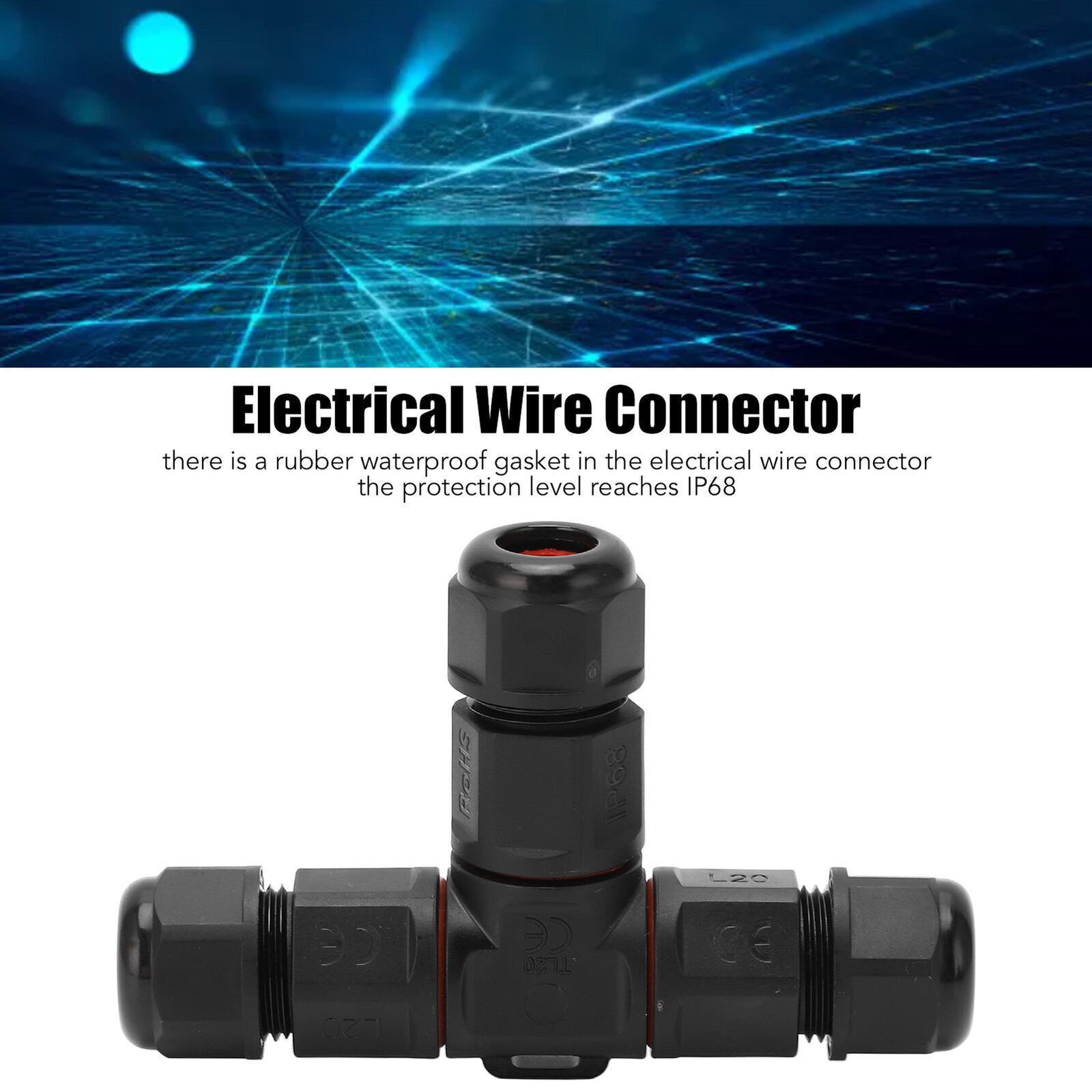 2 Pcs Tee Wire Connectors IP68 Waterproof 2 Pin 3 Pin T Shape ...