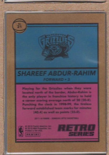 Shareef Abdur-Rahim 21 2017-18 Donruss Optic Retro Series | eBay