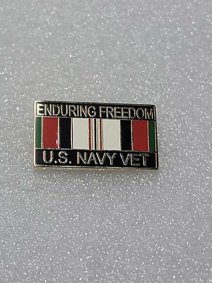 Enduring Freedom US Navy Vet Lapel Hat Ribbon Pin Veteran Dual Prong ...