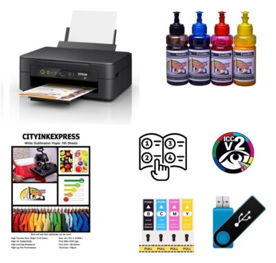Sublimation printer starter Kit A4 :Epson WF-2110W, Paper, Ink, ICC ...