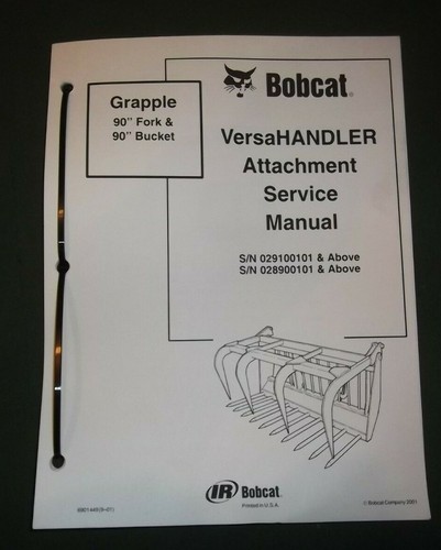 BOBCAT VERSAHANDLER 90" FORK BUCKET SERVICE SHOP REPAIR WORKSHOP MANUAL ...