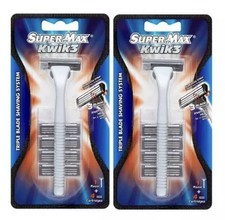 2 X Boots Max Shave 3 Triple Blade Shaving System Refill 4 Pack Razor ...