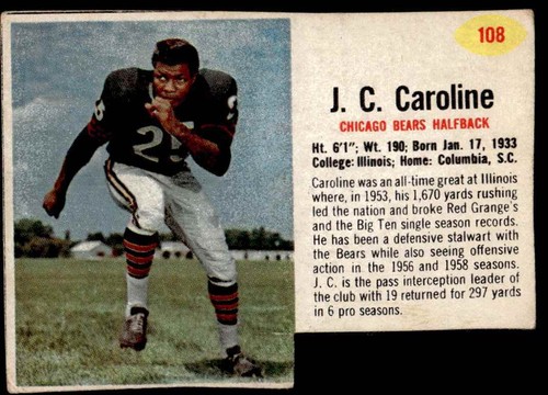 1962 POST CEREAL J.C. CAROLINE D CHICAGO BEARS #108 | eBay