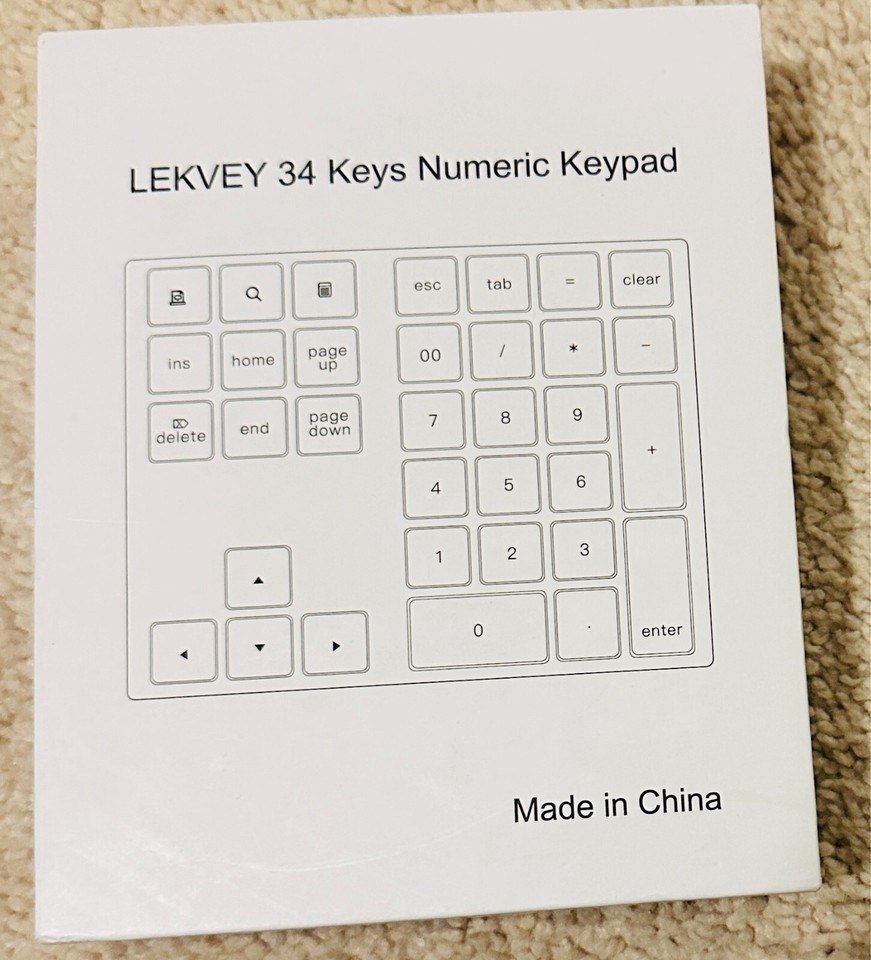 Lekvey Aluminum Rechargeable Wireless Numeric Keypad Slim 34-Keys ...