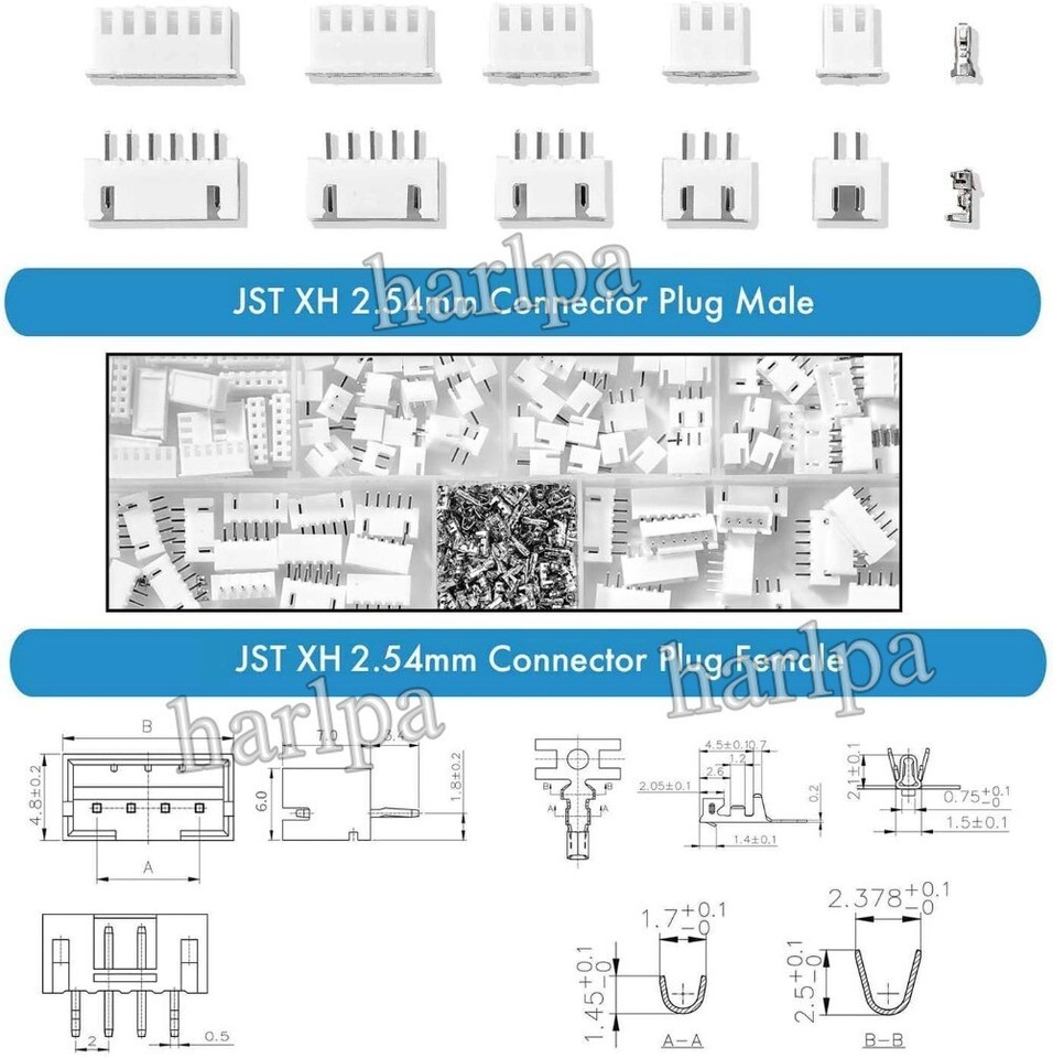 500x JST XH2.54mm 2 3 4 5 6 Pin Board Connectors Plug Mini Micro Male ...