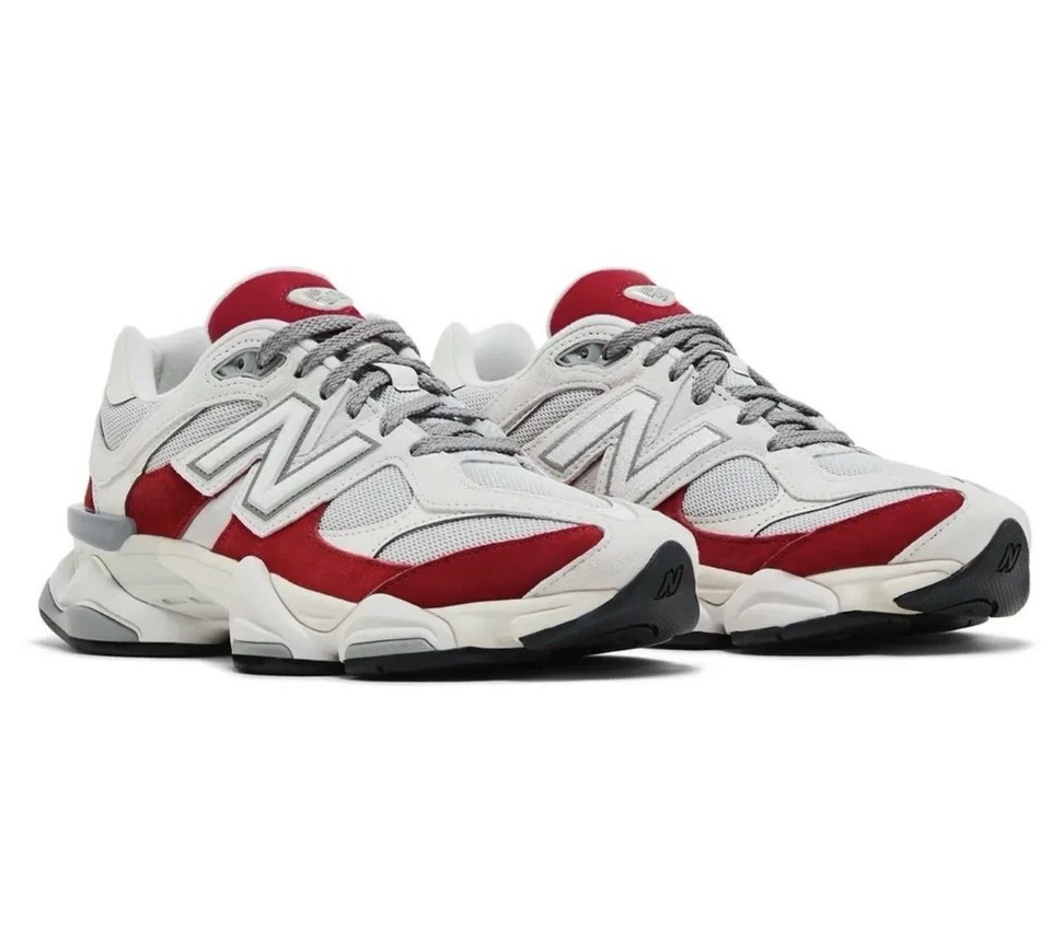 New Balance 9060 White Red U9060JBE Men's Leather Suede Sneakers Shoes ...